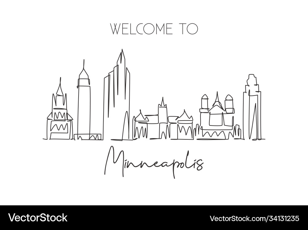 One single line drawing minneapolis city Vector Image
