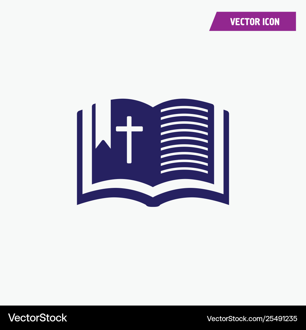 Open religious book icon bible cross Royalty Free Vector