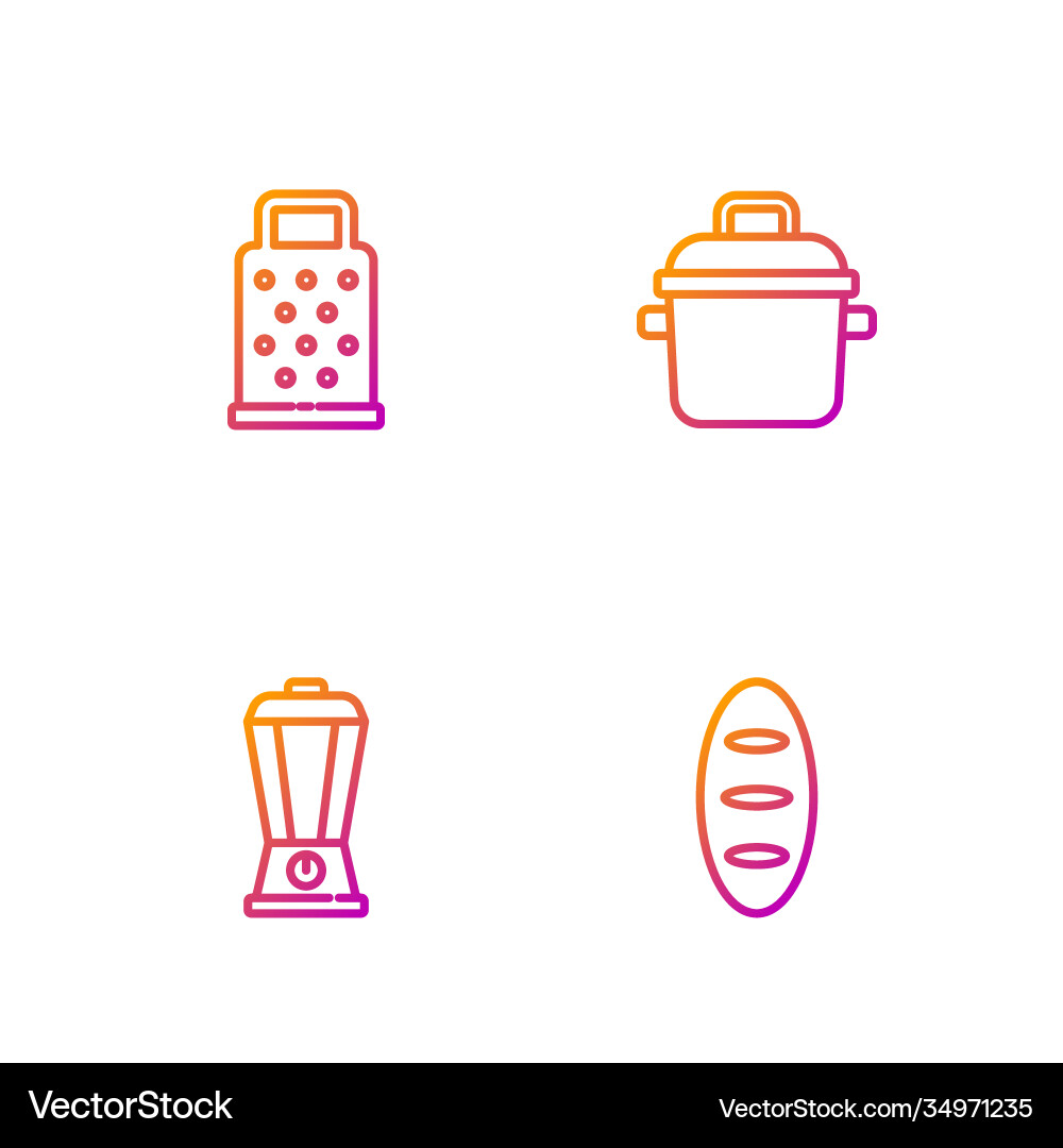 Set line bread loaf blender grater and cooking Vector Image