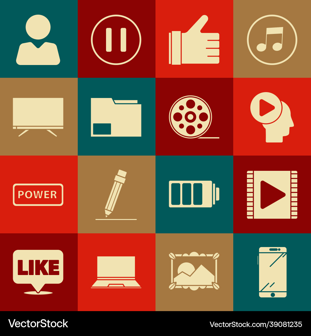 Set smartphone mobile phone play video head Vector Image