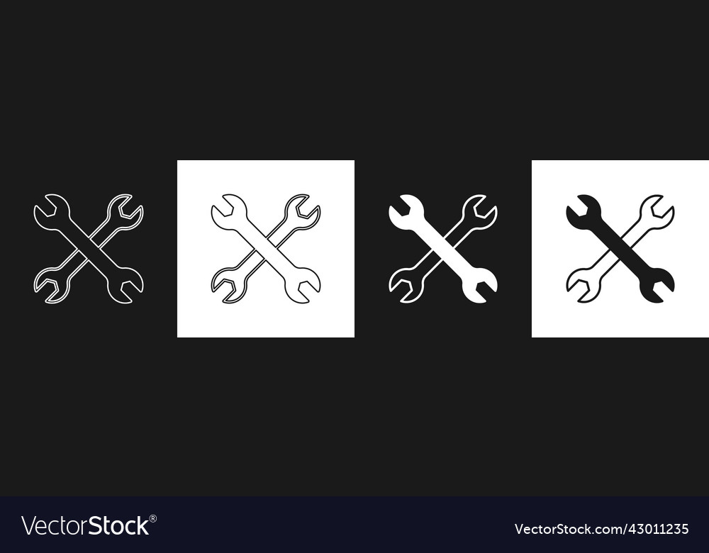 Set wrench spanner icon isolated on black Vector Image Set wrench spanner icon isolated on black Vector Image