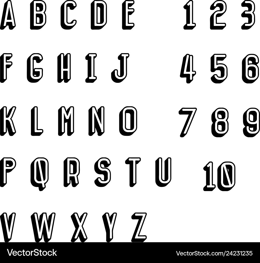 Vintage condensed shadow alphabet Royalty Free Vector Image