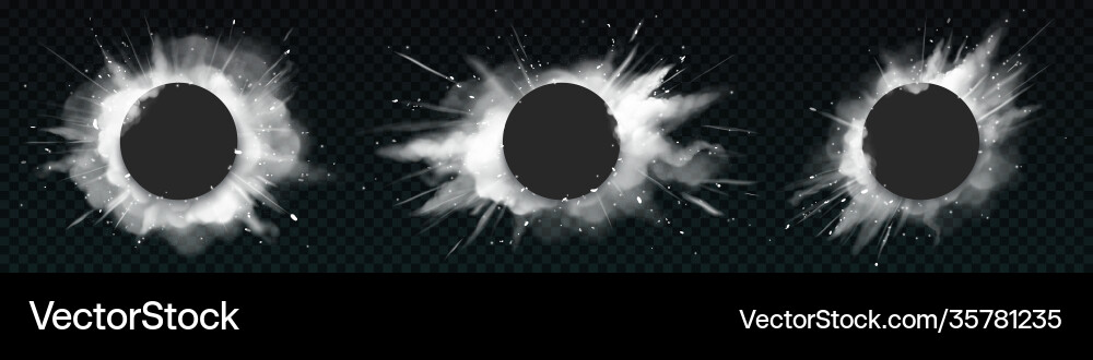 White powder explosions with black round banners Vector Image