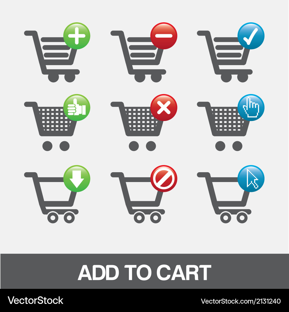 Add to cart over white background Royalty Free Vector Image