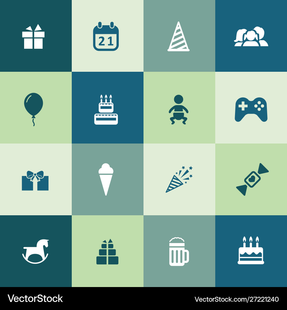 Birthday icons universal set for web and ui Vector Image
