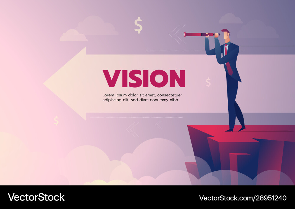 Businessman vision landing page with text Vector Image