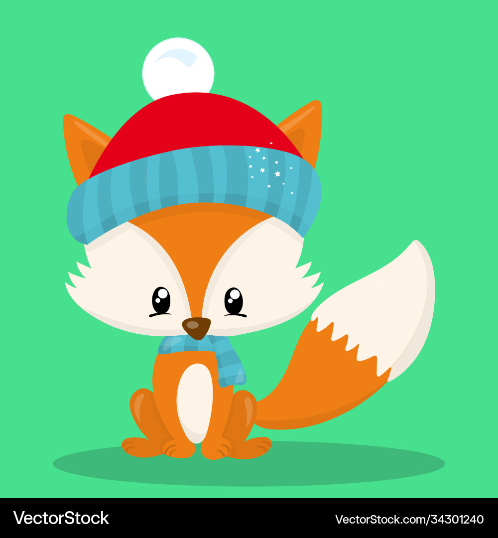 Christmas woodland fox 04 Royalty Free Vector Image