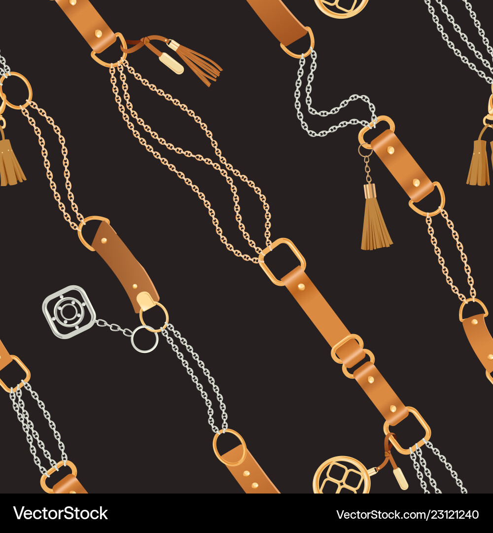 Fashion seamless pattern with chains and straps Vector Image