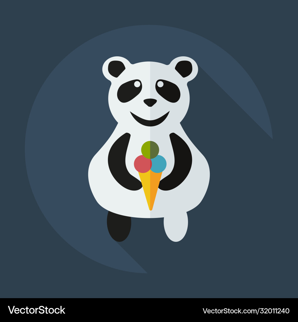 Flat modern design with shadow icons panda eating Vector Image
