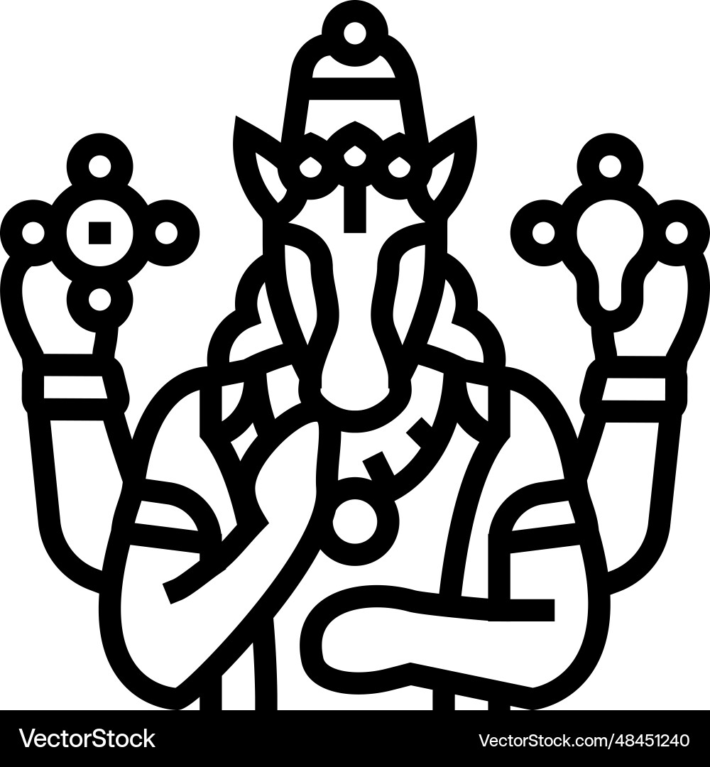 Hayagreeva god indian line icon Royalty Free Vector Image