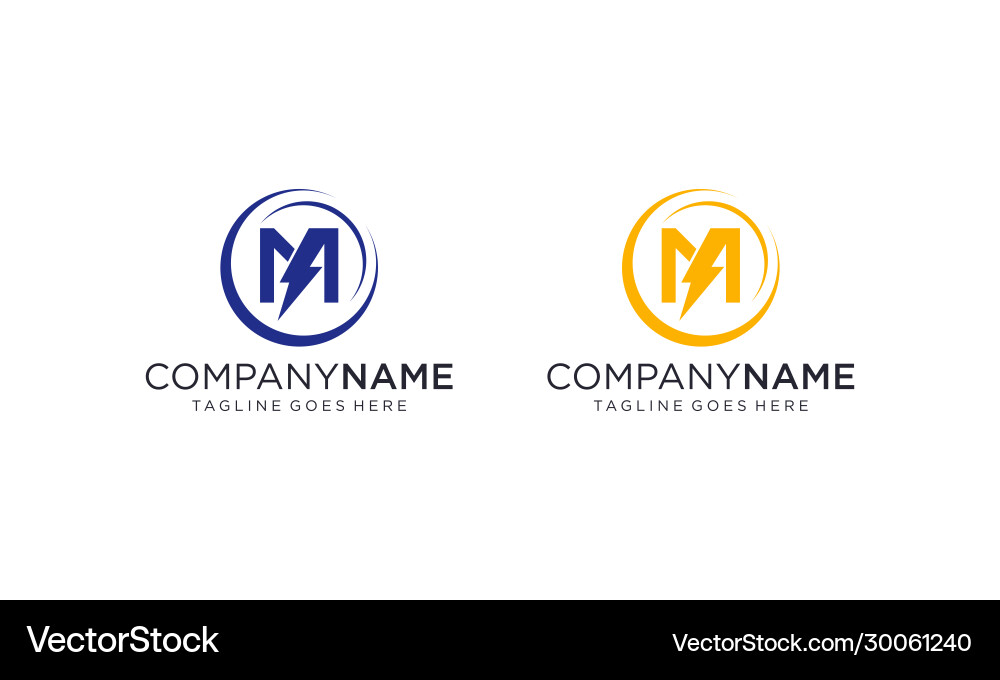 M icon for electric logo design concept editable Vector Image