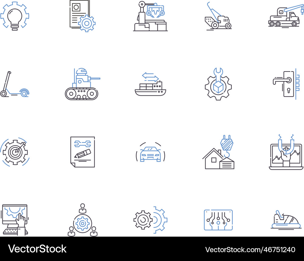 Mechanics outline icons collection Royalty Free Vector Image