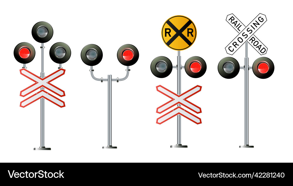 Railway signs set isolated on a white background Vector Image