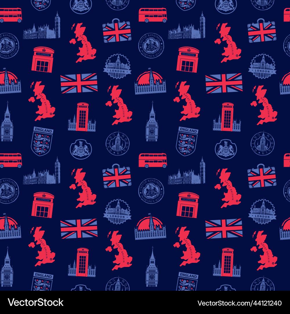 Seamless pattern on uk and london theme Royalty Free Vector