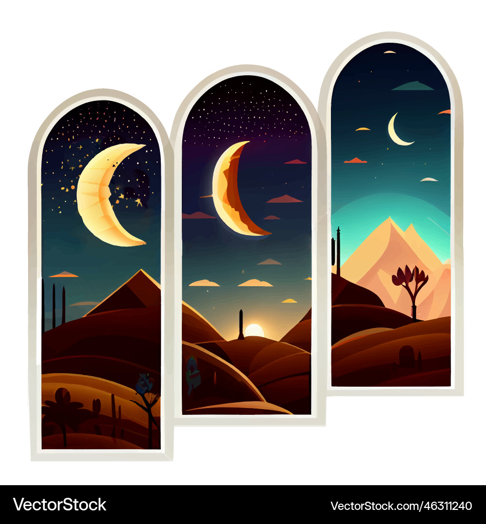 Set of islamic style window Royalty Free Vector Image