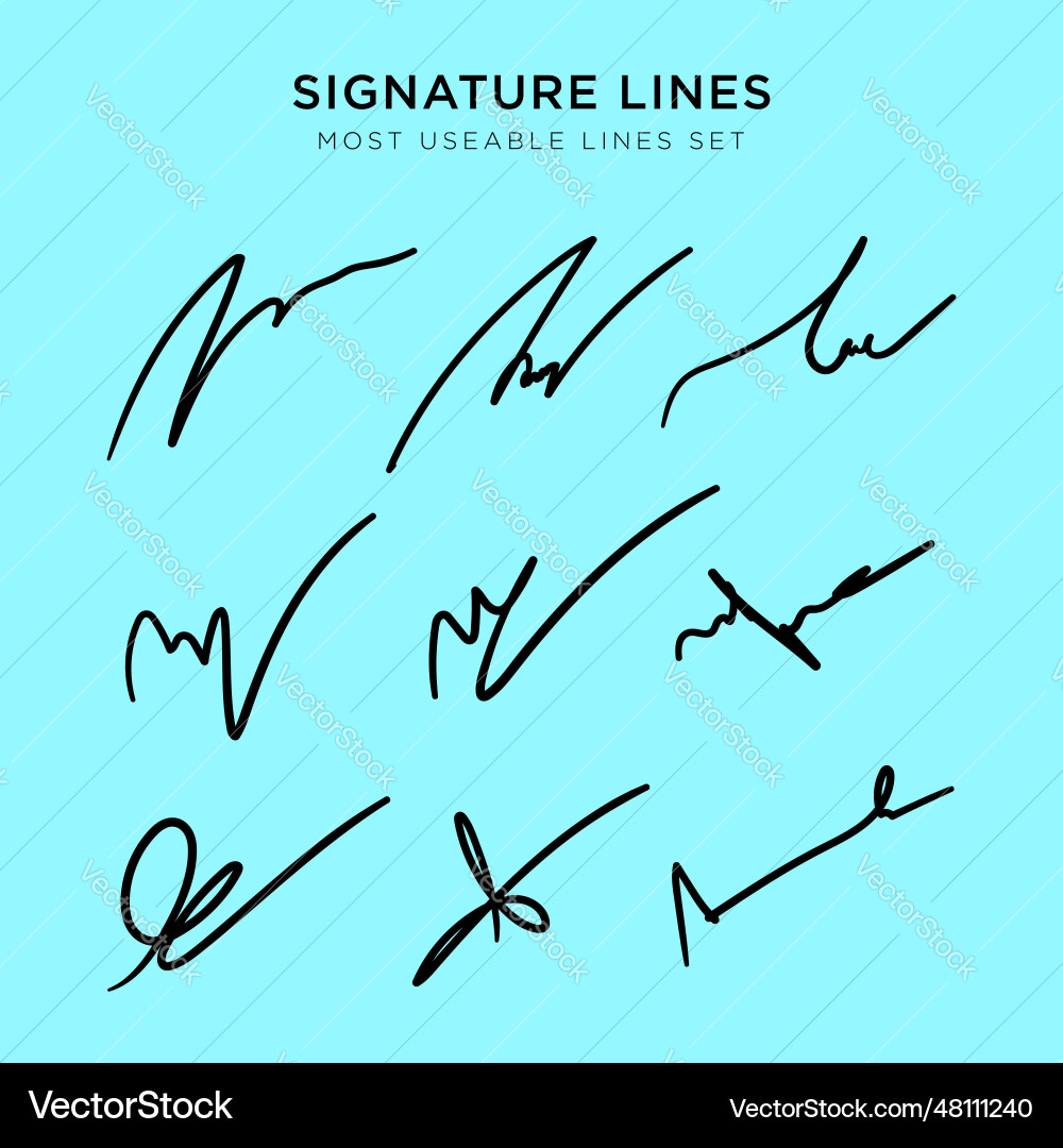 Signature lines set for logos Royalty Free Vector Image