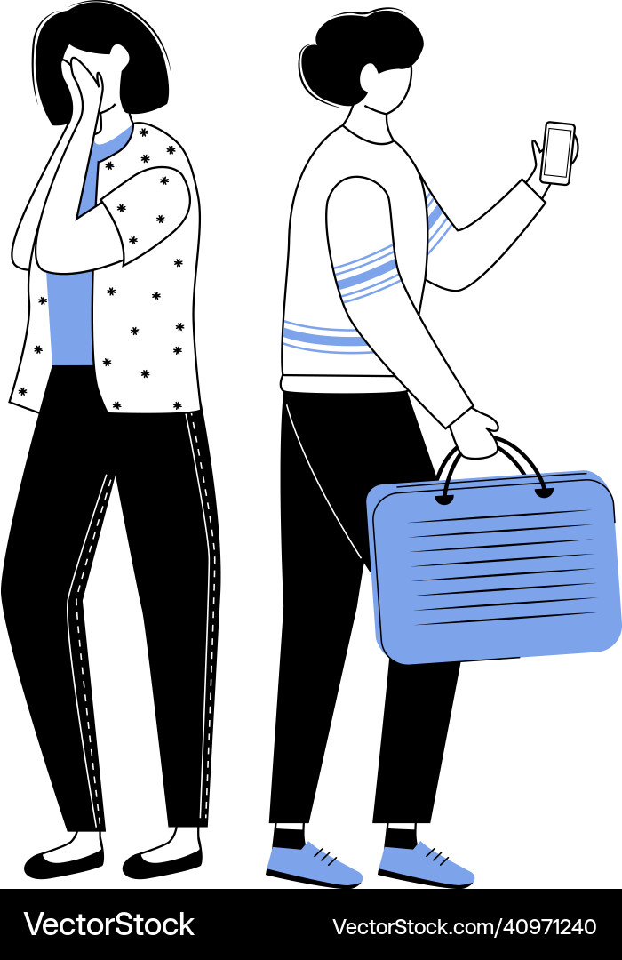 Trouble relationship blue and black flat contour Vector Image