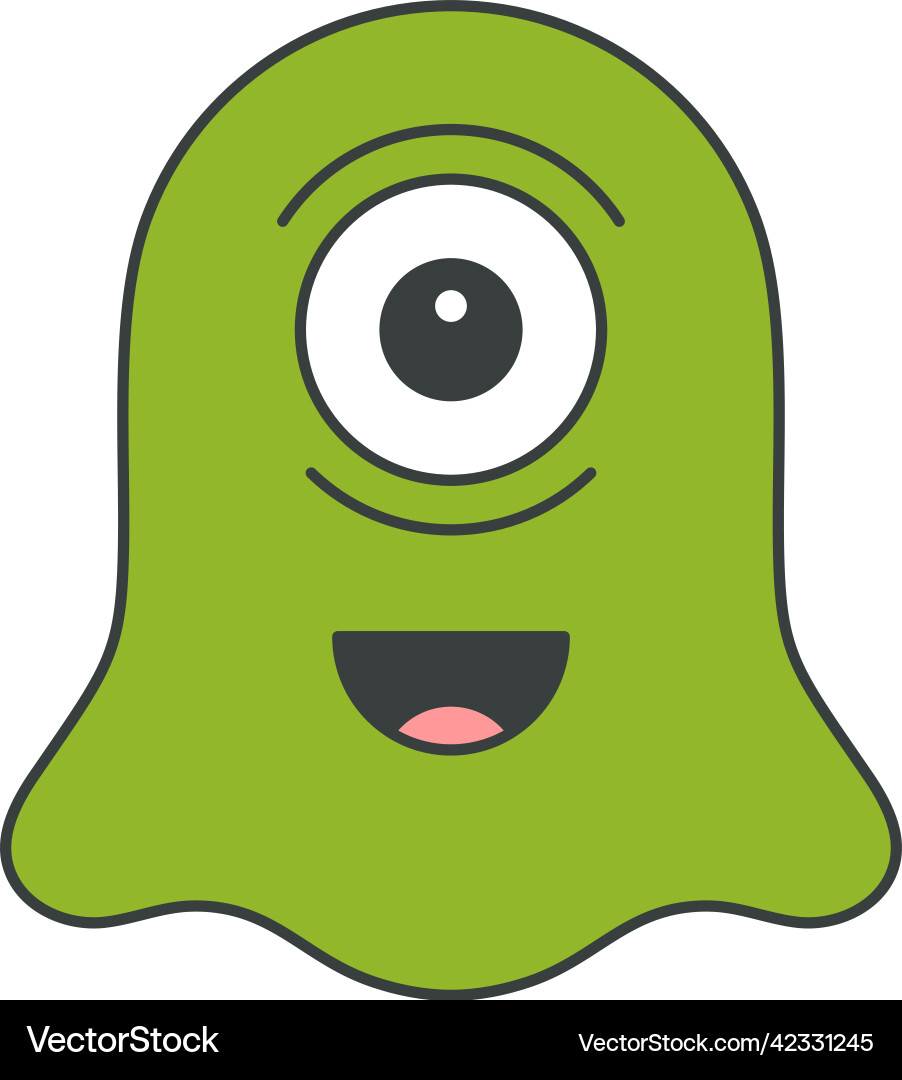 Abstract green liquid alien smiling character eye Vector Image
