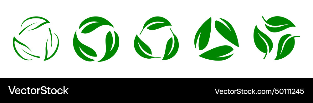 Biodegradable recycling symbol set in green colour
