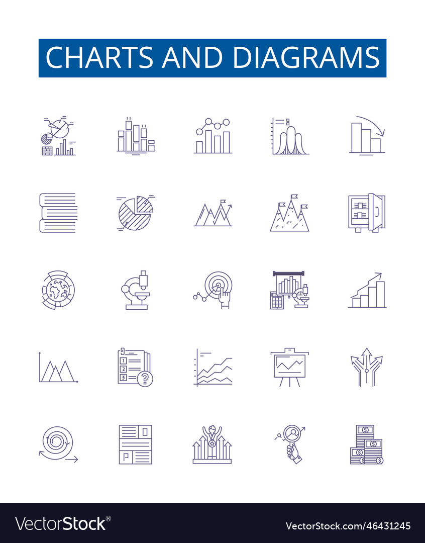 Charts and diagrams line icons signs set design Vector Image Charts and diagrams line icons signs set design Vector Image