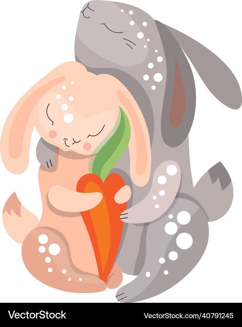 Cute animals rabbits festive with two loving Vector Image
