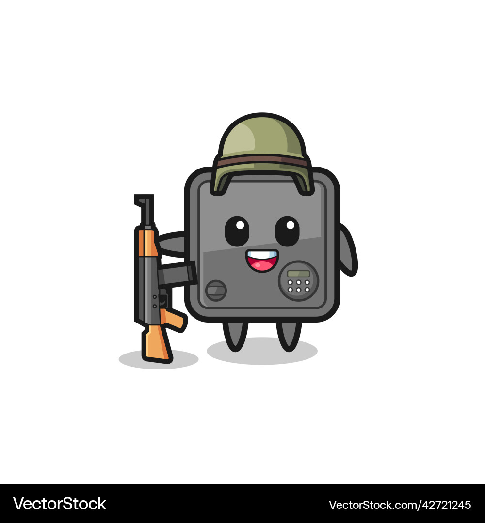 Cute safe box mascot as a soldier Royalty Free Vector Image