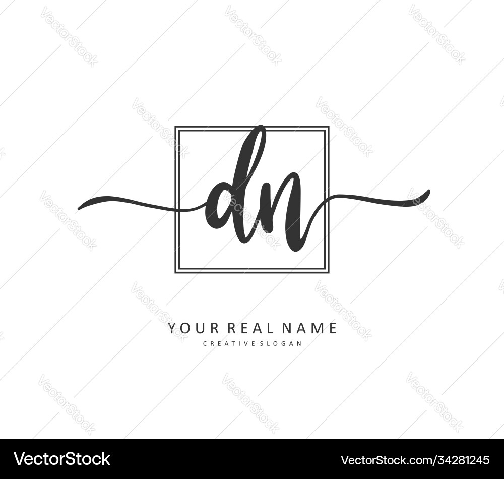 D n dn initial letter handwriting and signature Vector Image