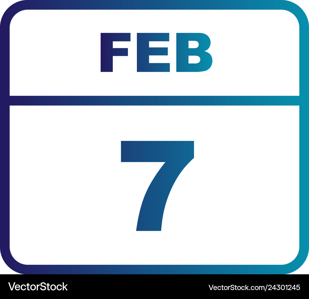 February 7th date on a single day calendar Vector Image