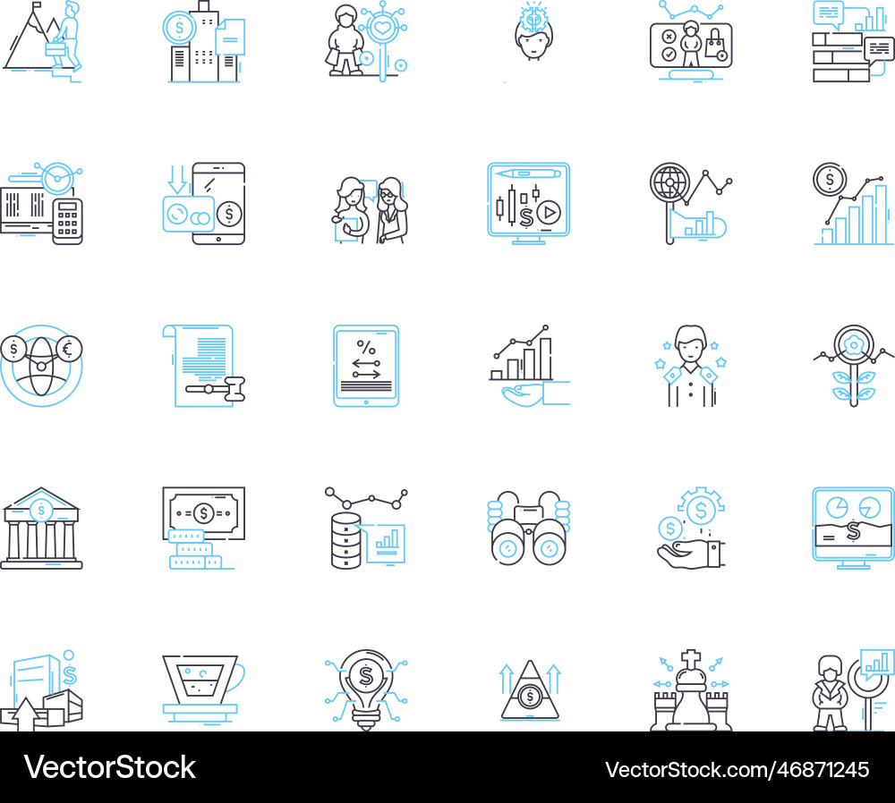 Financial risk linear icons set inflation Vector Image
