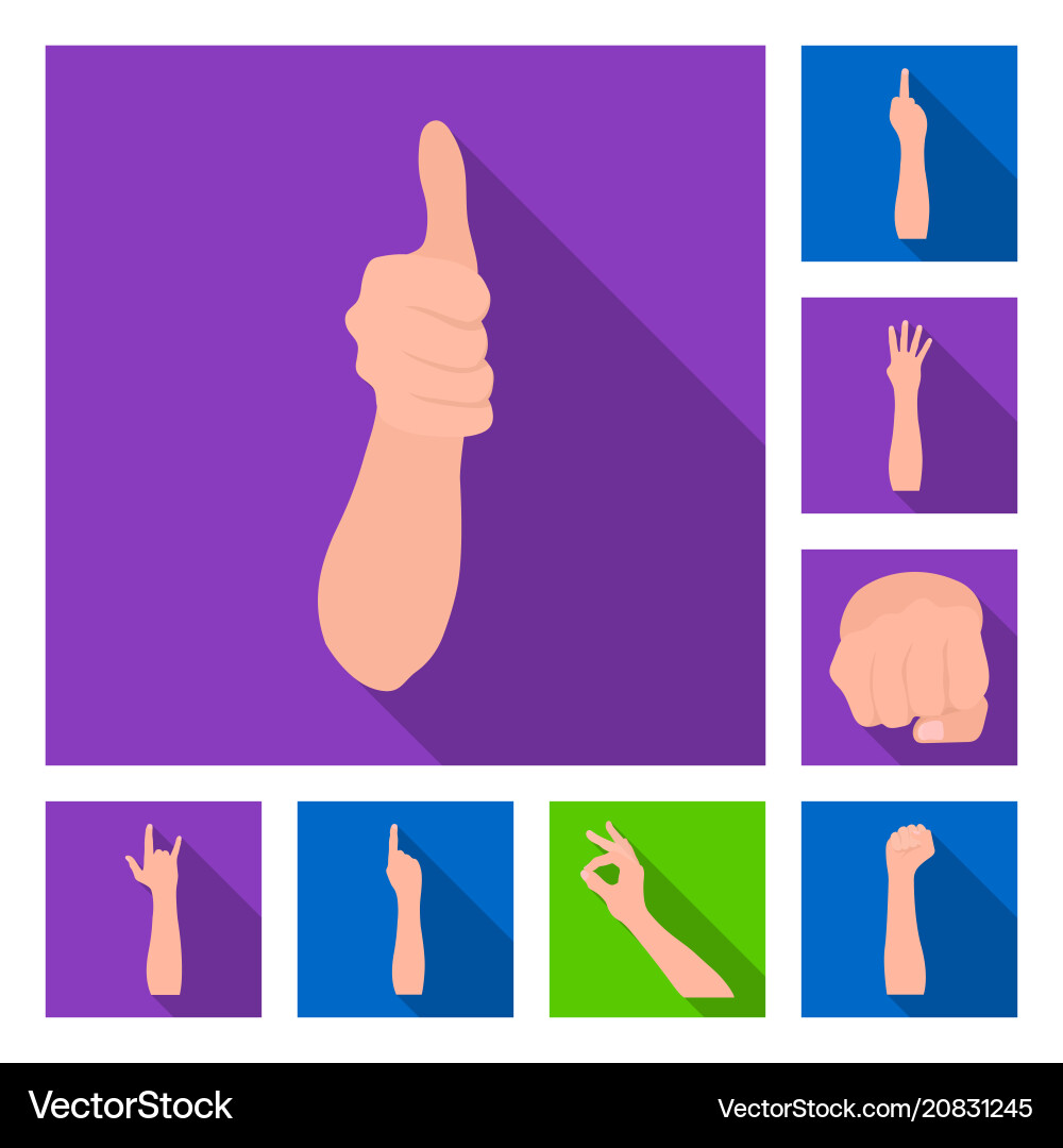 Gestures and their meaning flat icons in set Vector Image