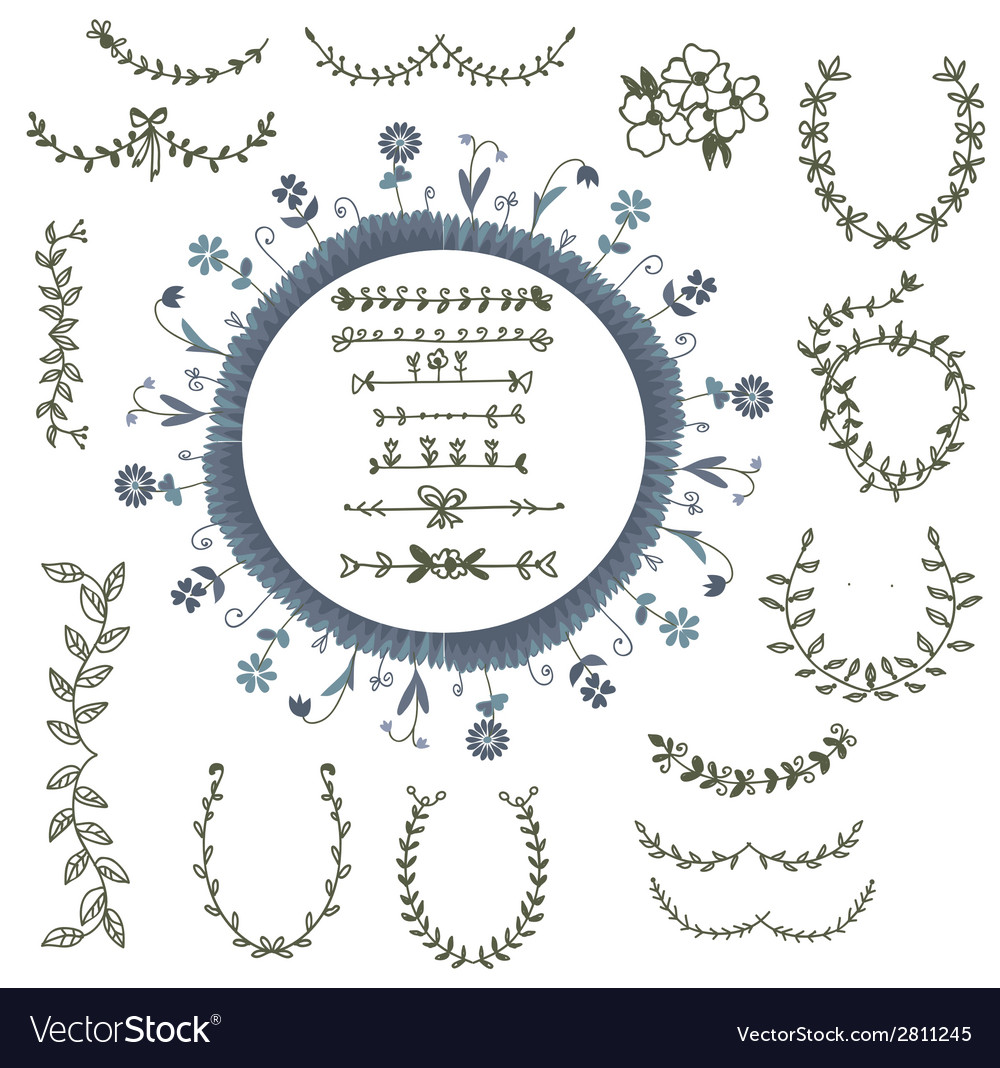 Laurels and frames set - design elements Vector Image