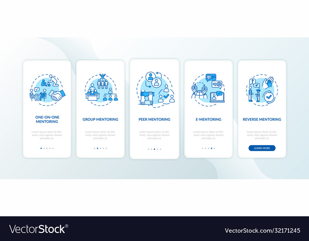 Mentoring peers onboarding mobile app page screen Vector Image