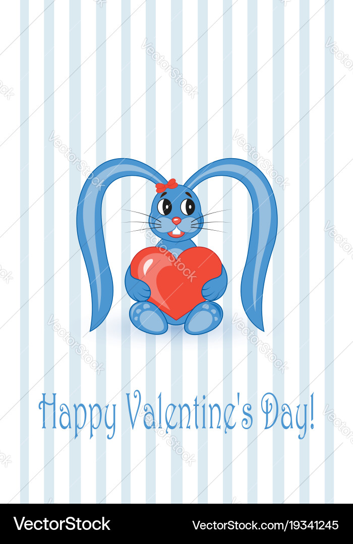 Postcard on valentines day with a rabbit Vector Image