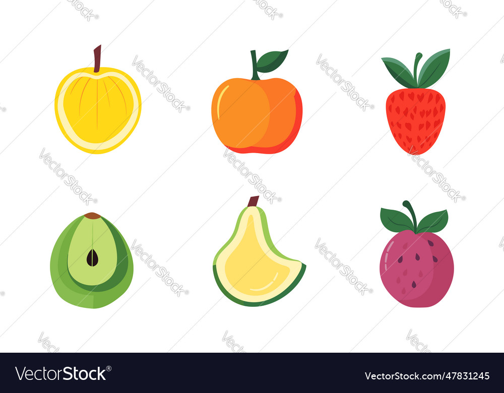 Set of fruits clip art isolated on white Vector Image