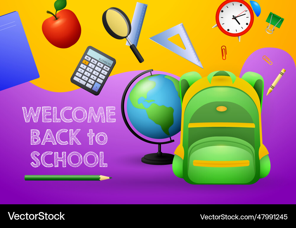 Welcome back to school posters design green Vector Image