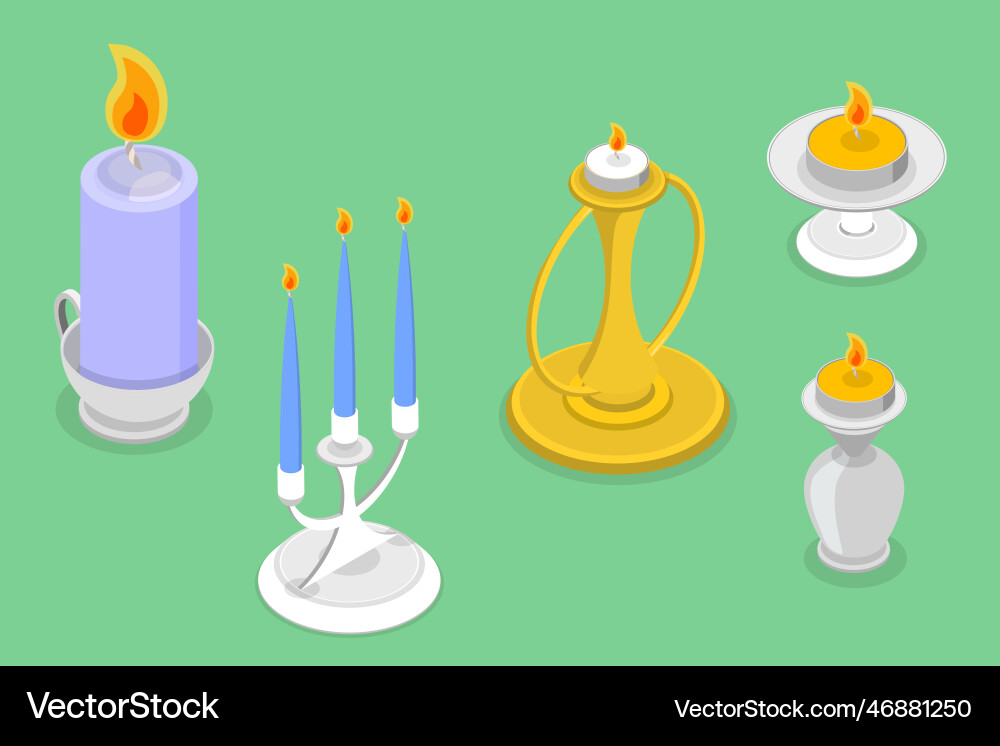 3d isometric flat set of candlesticks Royalty Free Vector