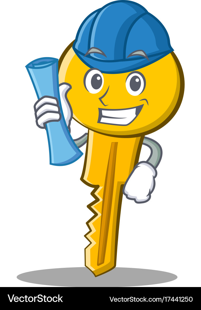 Architect key character cartoon style Royalty Free Vector