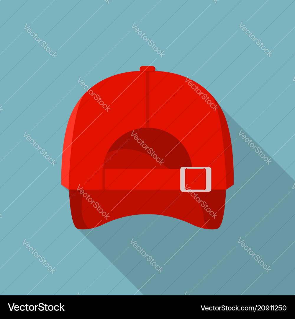 Back of red baseball cap icon flat style Vector Image