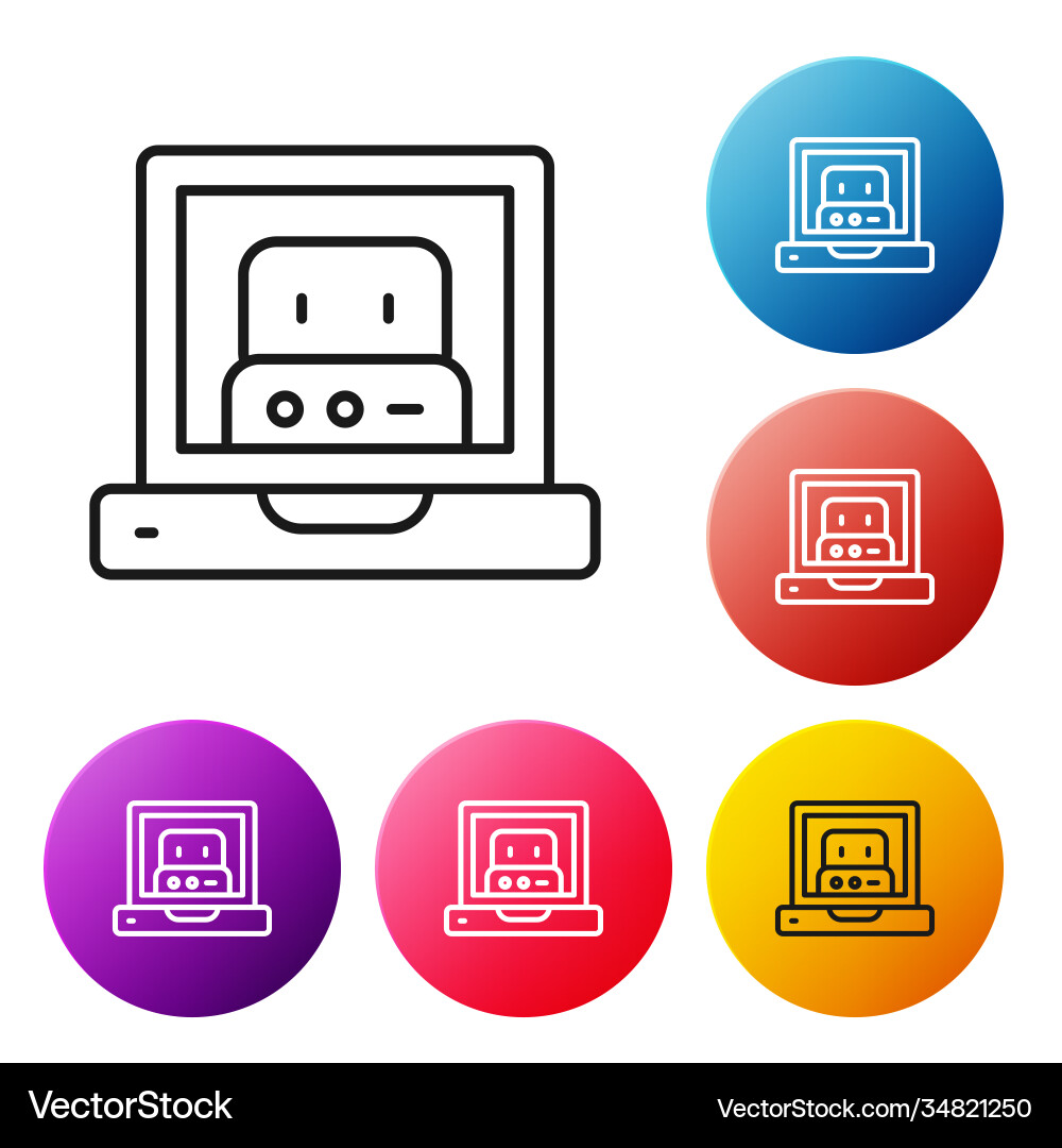 Black line creating robot icon isolated on white Vector Image