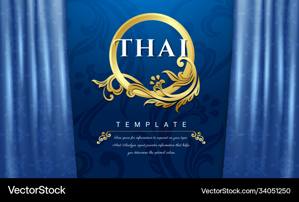 Blue curtains background thai traditional Vector Image