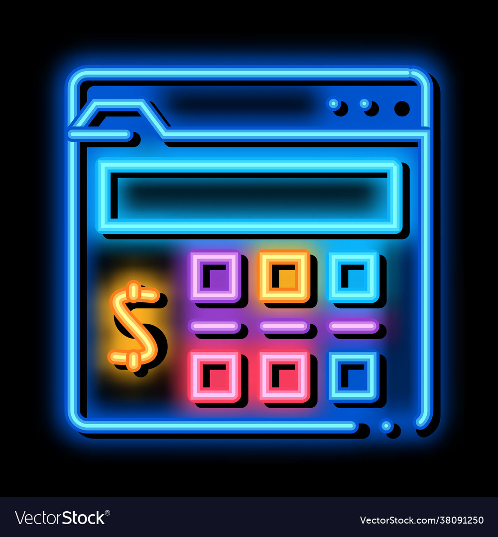 Money calculator neon glow icon Royalty Free Vector Image Money calculator neon glow icon Royalty Free Vector Image