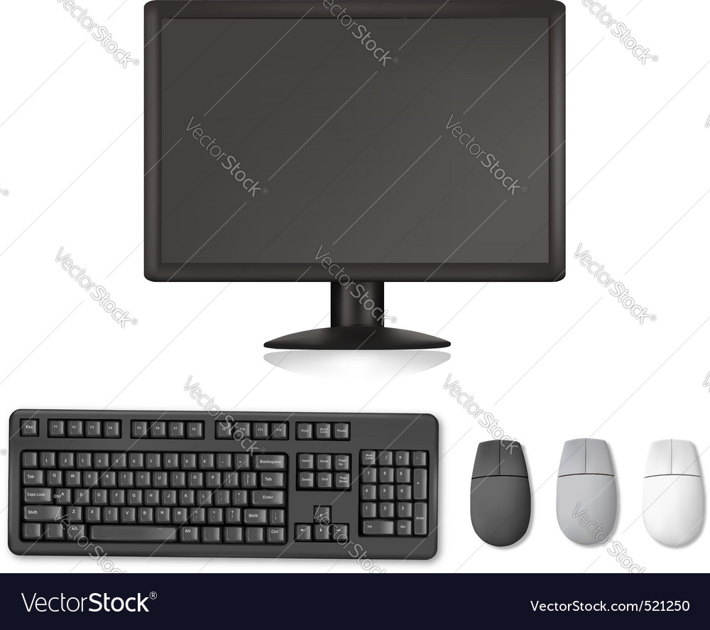 Monitor and keyboard mouses Royalty Free Vector Image
