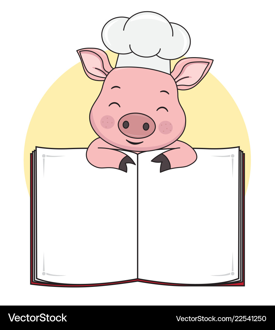 Pig cook with blank book for text Royalty Free Vector Image