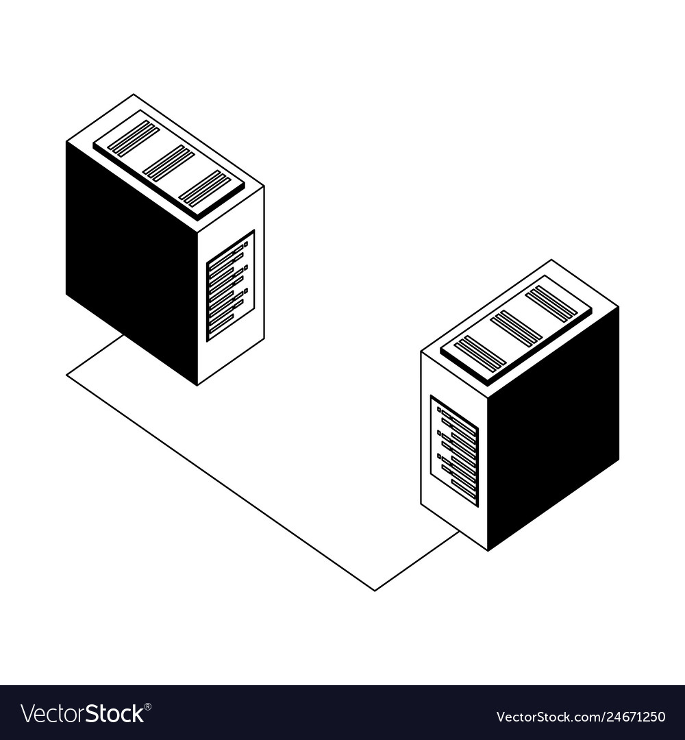Servers data center with circuit isometric icon Vector Image