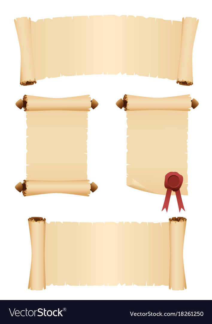 Set of old parchment scrolls Royalty Free Vector Image
