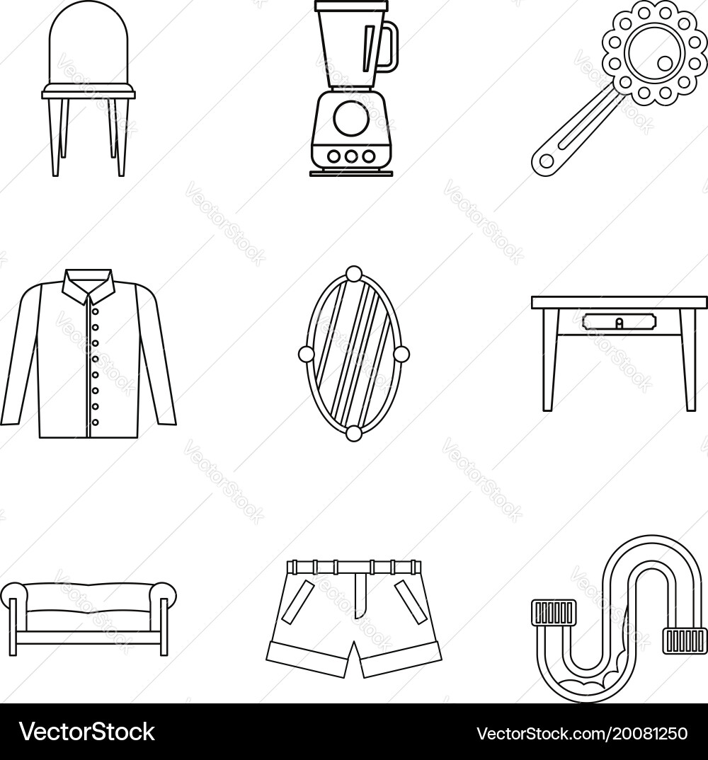 Stay icons set outline style Royalty Free Vector Image