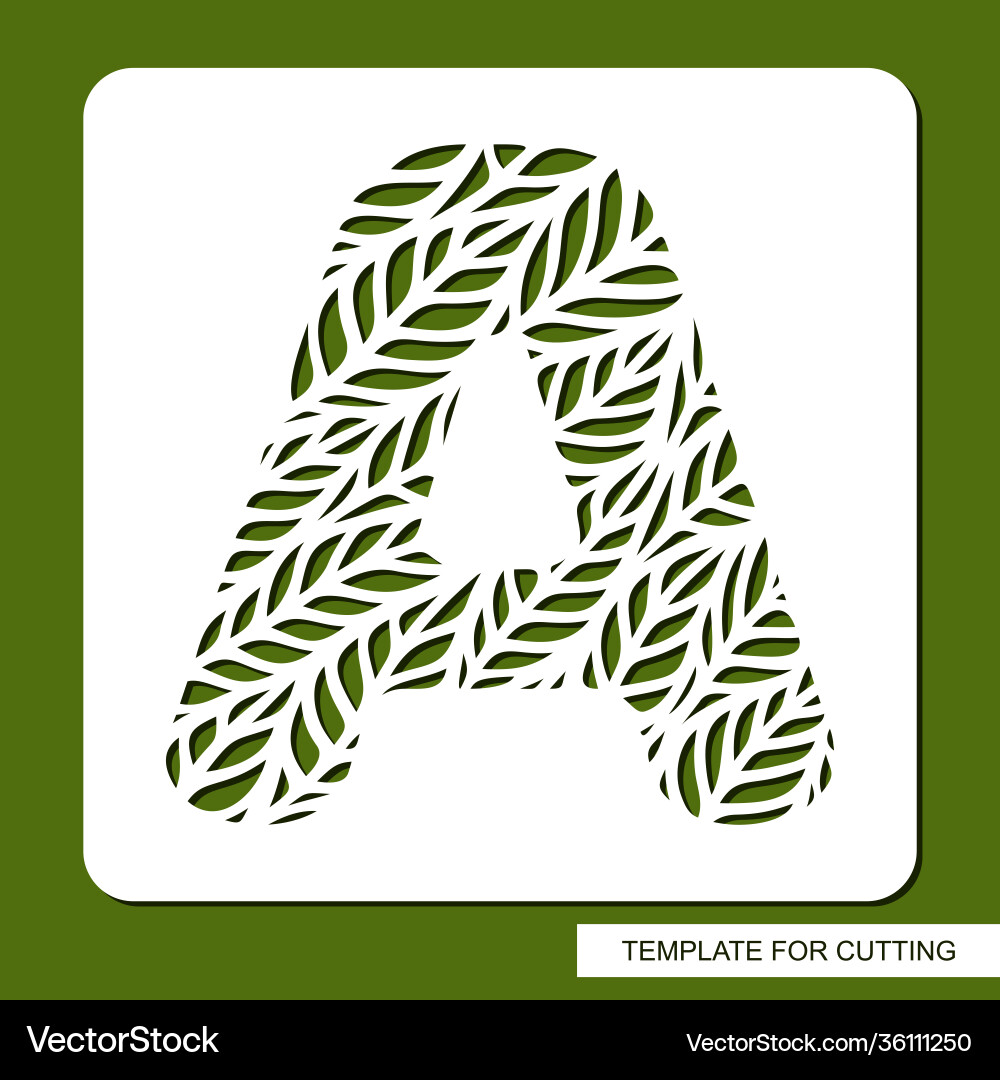 Stencil with letter a made from leaves Royalty Free Vector