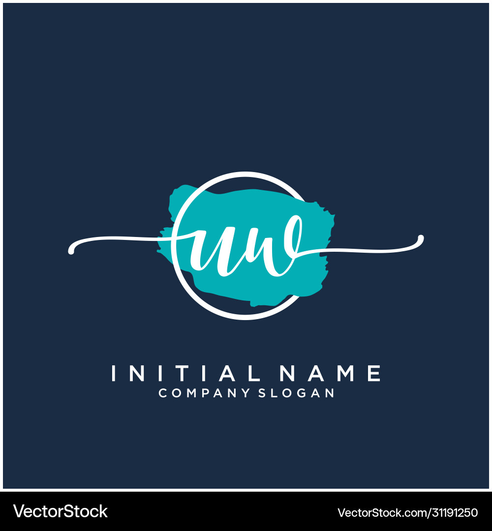 Uw initial handwriting logo design with brush Vector Image