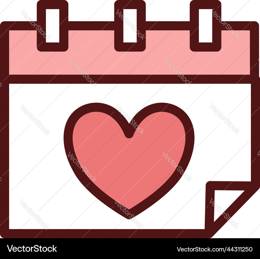 Valentines day calender date on a white Royalty Free Vector