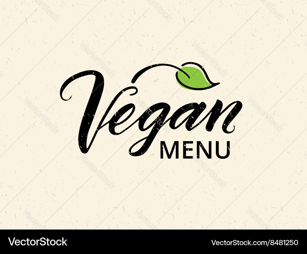 Vegan menu hand drawn brush lettering Royalty Free Vector